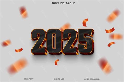 Happy New Year 2025 Text Style Effect Free Photoshop Psd File