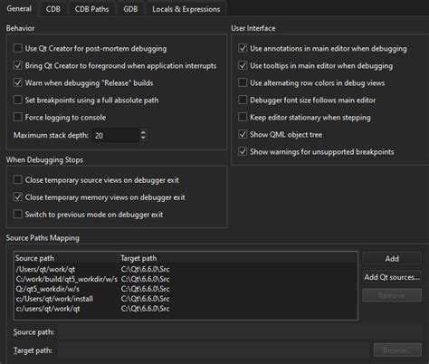 Debug Mode Views Qt Creator Documentation