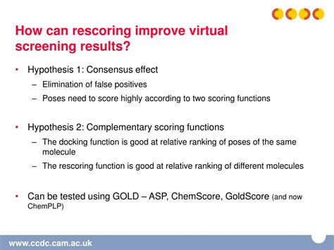 Ppt Why Multiple Scoring Functions Can Improve Docking Performance Testing Hypotheses For