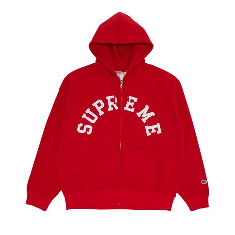 Buy Supreme X Champion Zip Up Hooded Sweatshirt Red Ss24sw37 Red Goat