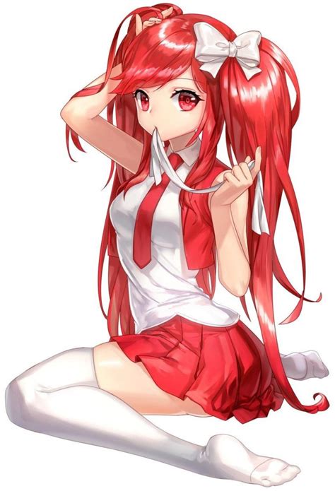 Красная аниме девочка фото и картинки Abrakadabrafun