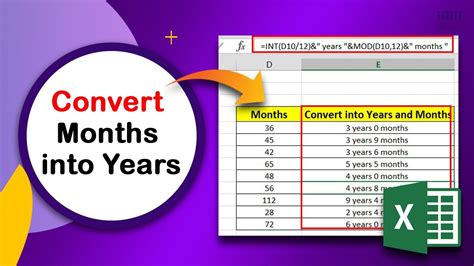 How To Convert Months Into Years In Excel Excel Int And Mod Function