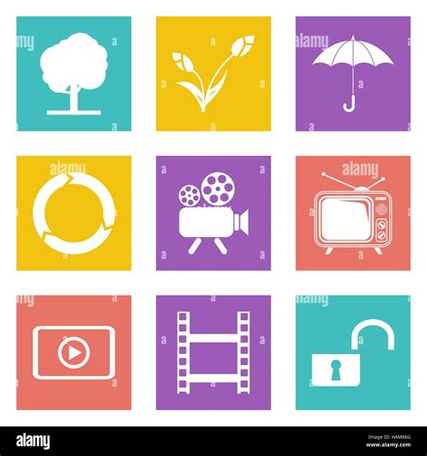Color Icons For Web Design And Mobile Applications Set 44 Vector Illustration Stock Vector