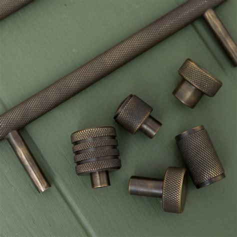 Solid Antique Brass Kitchen Knurled Handles And Knobs By Brass Bee