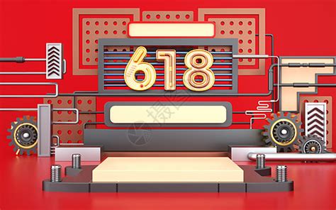 c4d蓝色机械风618电商展台背景图片素材 正版创意图片402168765 摄图网