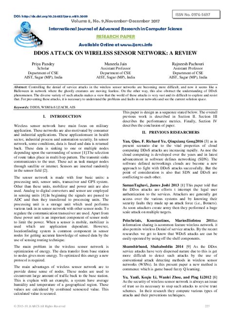 Pdf Ddos Attack On Wireless Sensor Network A Review