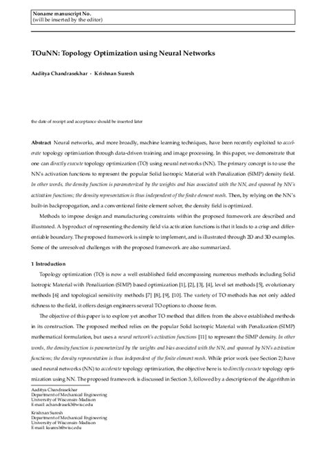 pdf tounn topology optimization using neural networks