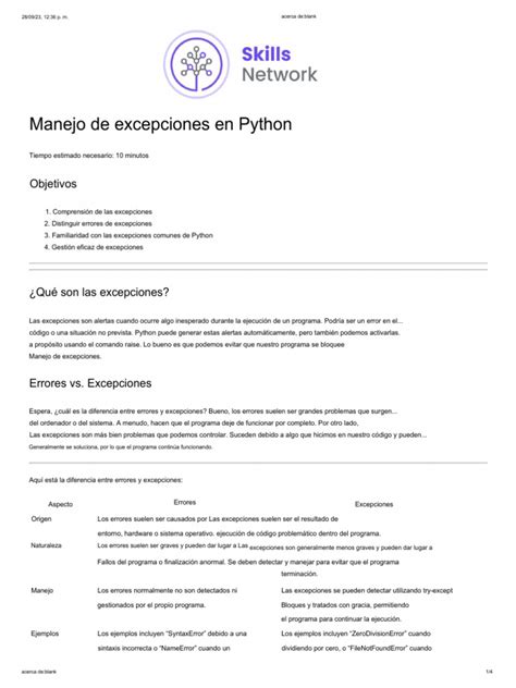 Manejo De Excepciones En Python Pdf Python Lenguaje De