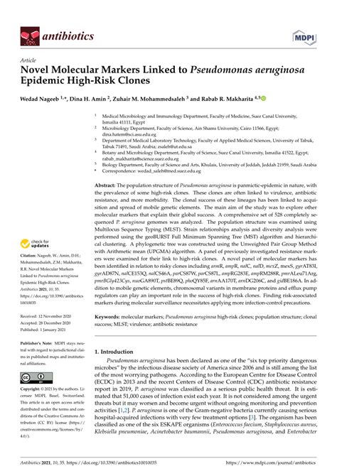 Pdf Novel Molecular Markers Linked To Pseudomonas Aeruginosa Epidemic