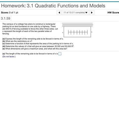 Solved Homework 3 1 Quadratic Functions And Models Hw Score