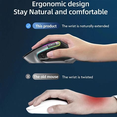 Badu Bg Безжична мишка Kuwfi Bluetooth5 0 2 4ghz двурежимна Usb мишка за игри Ергономични