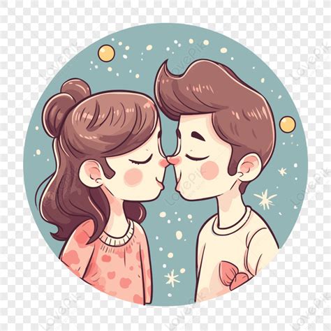 키스 클립 아트 소녀와 파란색 만화 일러스트에서 서로에게 키스를주는 소년 벡터제품머리카락 Png 일러스트 무료 다운로드 Lovepik