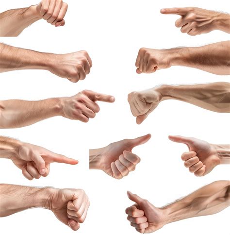 premium photo multiple male caucasian hand gestures isolated over the