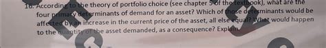 Solved According To The Theory Of Portfolio Choice See
