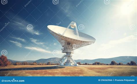 A Big Radio Telescope Pointing To The Blue Sky Stock Illustration