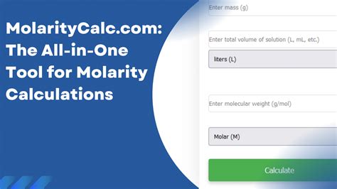 The All In One Tool For Molarity Calculations