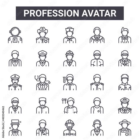 Profession Avatar Outline Icon Set Includes Thin Line Icons Such As Astronaut Waiter Pilot