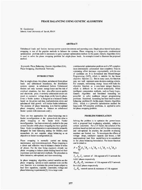 Phase Balancing Using Genetic Algorithm Example Pdf Mathematical Optimization Genetic