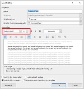 How To Change The Font And Font Size Of Comments In Microsoft Word