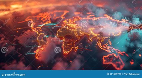 Global Data Transfer A Conceptual World Map Of Cloud Computing Technology Concept Cloud Stock