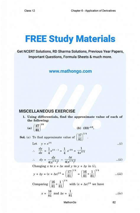 Ncert Solutions For Class 12 Maths Chapter 6 Miscellaneous Mathongo
