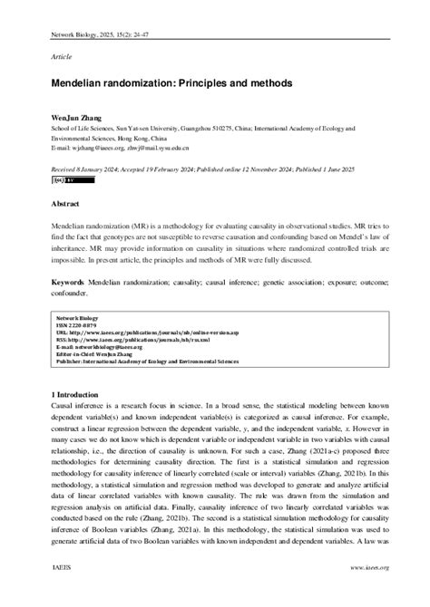 Pdf Mendelian Randomization Principles And Methods