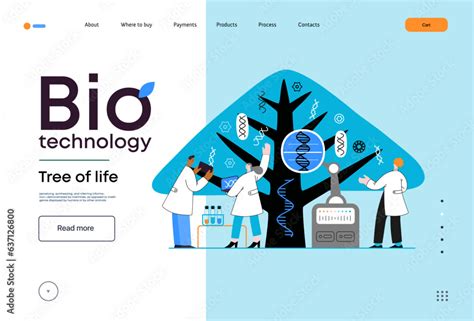 Bio Technology Tree Of Life Modern Flat Vector Concept Illustration Of Scientists Observing