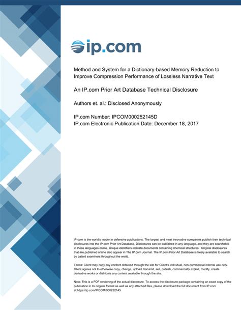 Pdf Method And System For A Dictionary Based Memory Reduction To