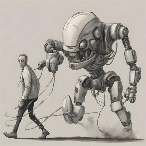 Premium Photo A Robot Is Controlling Human