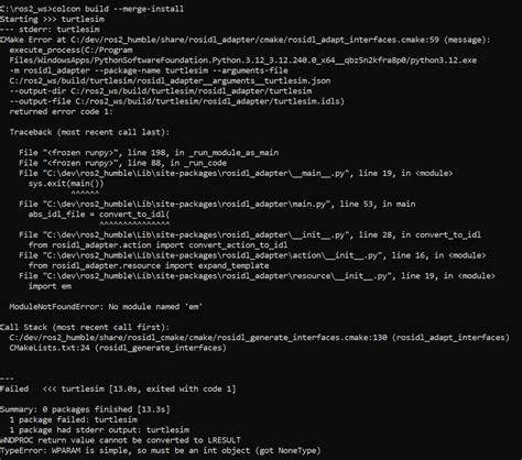 Ros Colcon Build Error Packages Finished Robotics Stack Exchange