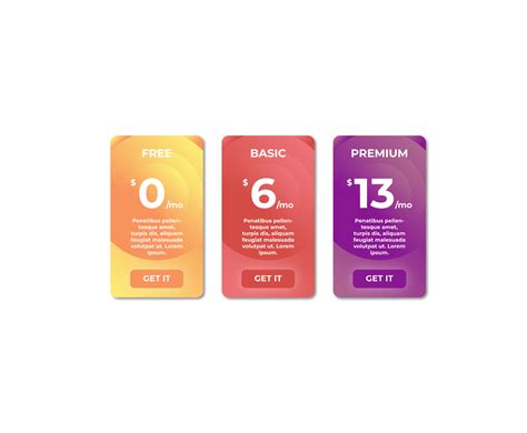 Gradient Pricing List Vector Vector Art And Graphics