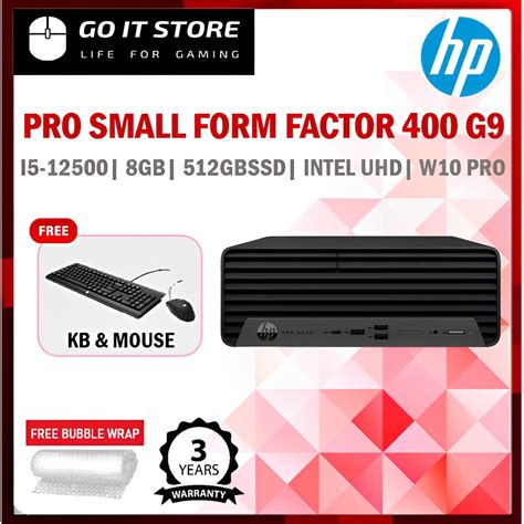HP Pro Small Form Factor 400 G9 Desktop PC Black 6N0H2PA Intel I5 12500 8GB RAM 512G SSD