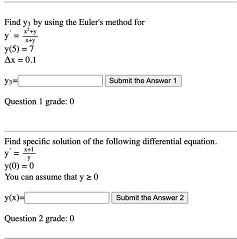Solved Y Find Y3 By Using The Euler S Method For X2 Y X Y Chegg Com