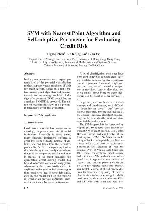 Pdf Svm With Nearest Point Algorithm And Self Adaptive Parameter For Evaluating Credit Risk