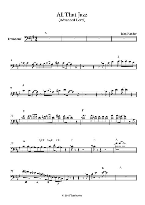 Chicago All That Jazz Advanced Level 캔더 존 트롬본 악보