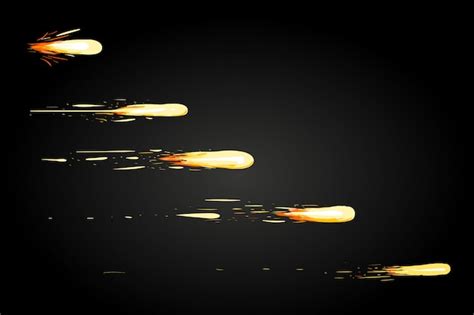 Fireball 애니메이션 게임용 스프라이트 시트 또는 마법의 주문 개념 어두운 배경에 그림입니다 웹 사이트 페이지 및 모바일 앱 프리미엄 벡터