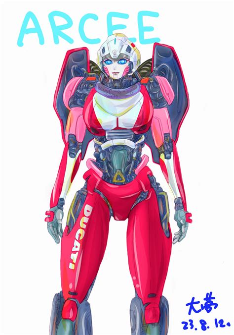 Safebooru 1girl Arcee Autobot Blue Eyes Breasts Diarmyuri Ducati