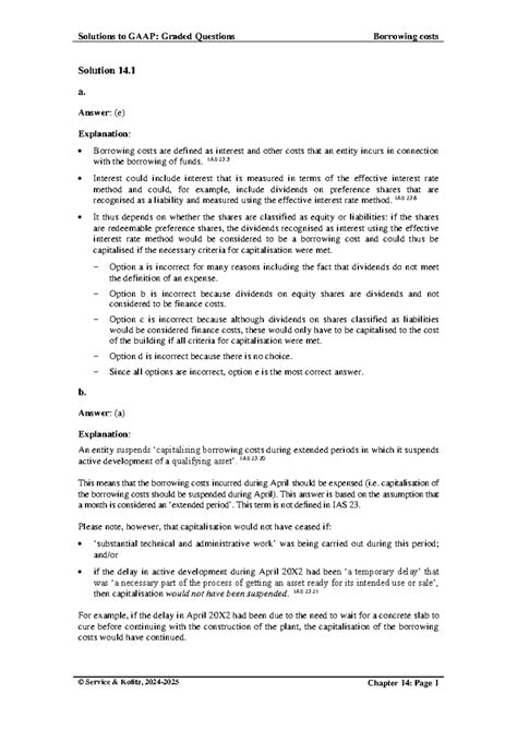 14 Borrowing Costs S24 Cls Solution 14 1 A Answer E