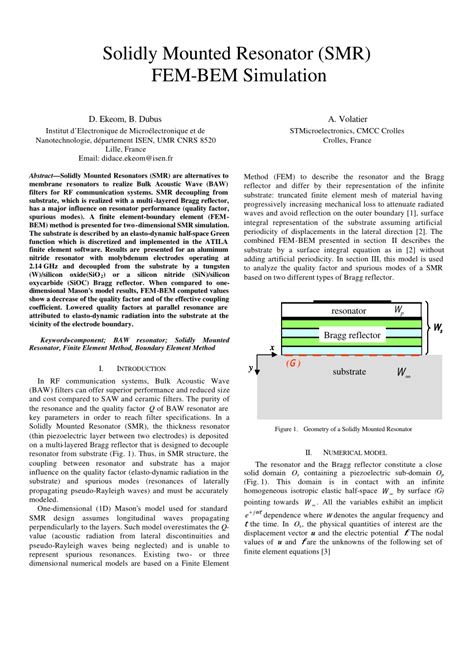 Pdf Solidly Mounted Resonator Smr Fem Bem Simulation