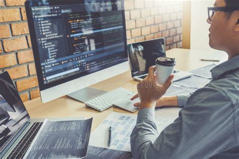 Developing Programmer Development Website Design And Coding Technologies Working In Software