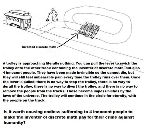 discrete math inventer trolley problem i just had to make this to get my feelings out r
