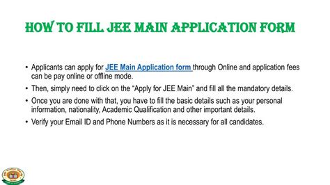 PPT JEE MAIN Application Form PowerPoint Presentation Free Download ID