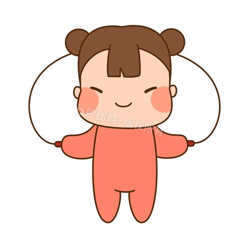 卡通小女孩运动跳绳gif动图下载 包图网