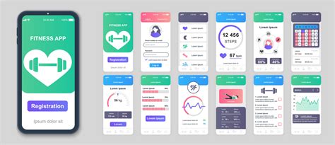 Fitness Mobile App Screens Set For Web Templates Pack Of Sports List