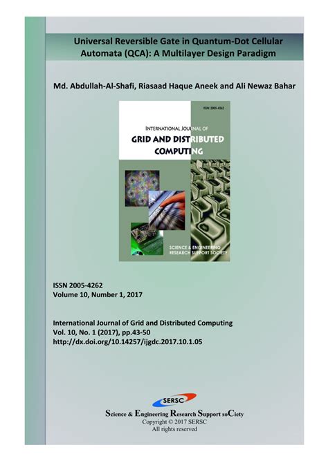 Pdf Universal Reversible Gate In Quantum Dot Cellular Automata Qca A Multilayer Design Paradigm
