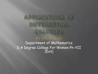 PPT Applications Of Differential Calculus PowerPoint Presentation