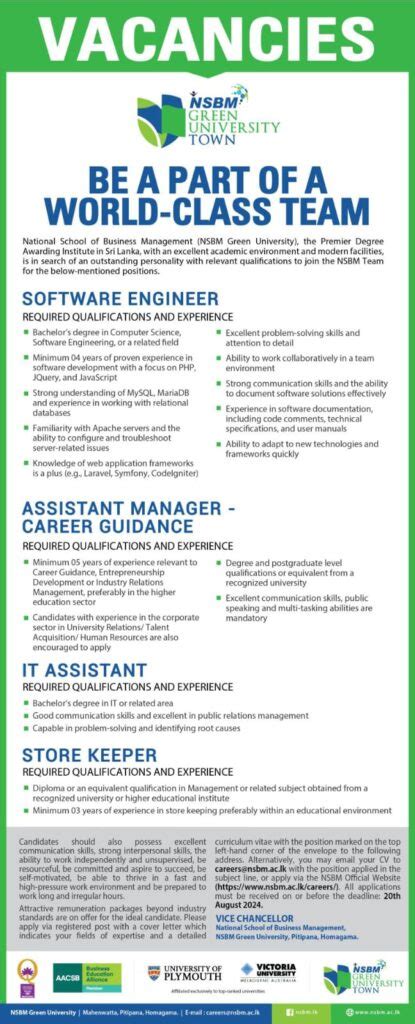 Software Engineer It Assistant Store Keeper Assistant Manager