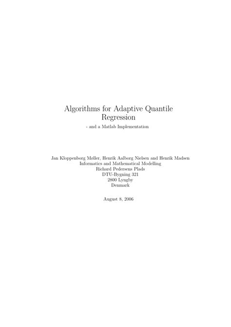 Pdf Algorithms For Adaptive Quantile Regression And A Matlab