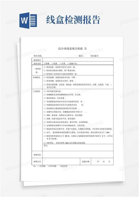 综合布线系统自检报告word模板下载编号lyxwgbob熊猫办公