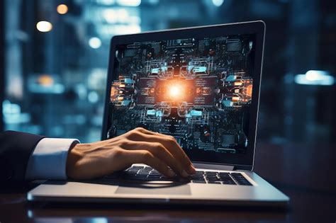 Premium Photo Cyber Security And Maintenance Closeup Focus On Hands Of Data Center Programmer